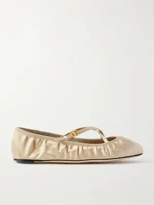 Dolce & Gabbana Gathered Satin Mary Jane Ballet Flats - Neutrals