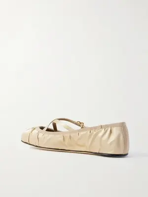 Dolce & Gabbana Gathered Satin Mary Jane Ballet Flats - Neutrals