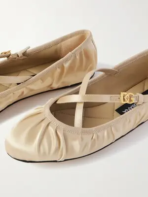 Dolce & Gabbana Gathered Satin Mary Jane Ballet Flats - Neutrals