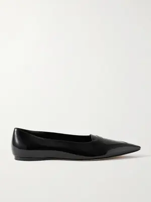 THE ROW Viv Glossed-leather Ballet Flats