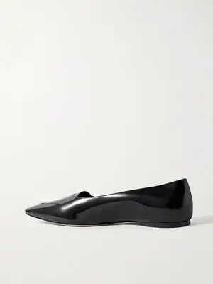 THE ROW Viv Glossed-leather Ballet Flats