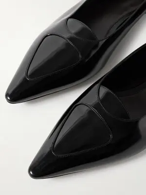 THE ROW Viv Glossed-leather Ballet Flats