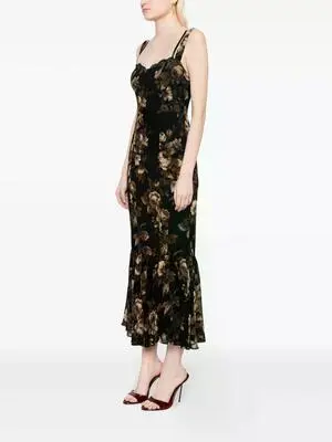 REFORMATION Irisa Floral-print Midi Dress - Black