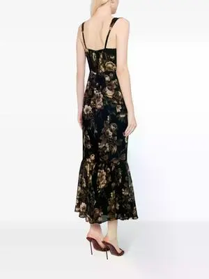 REFORMATION Irisa Floral-print Midi Dress - Black