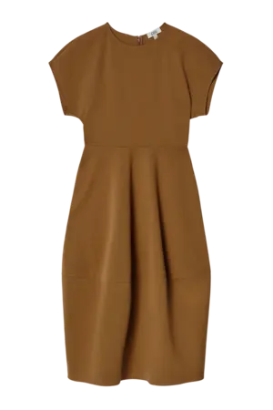 Cos Sculpted Cotton Midi Dress Beige