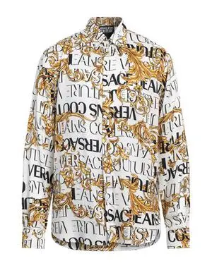 Versace Man Shirt Black Size 36 Viscose White