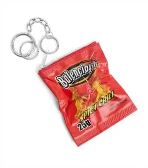 Balenciaga Balenciaga Calf Leather Chips Keyring Red