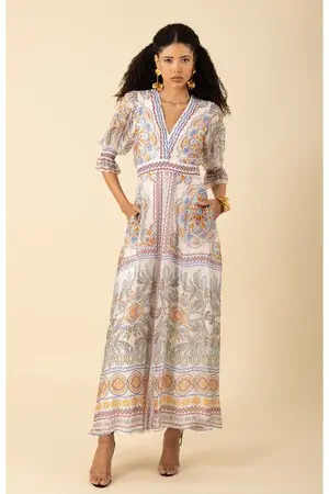 Hale Bob Treasure Chiffon Maxi Dress - Neutral