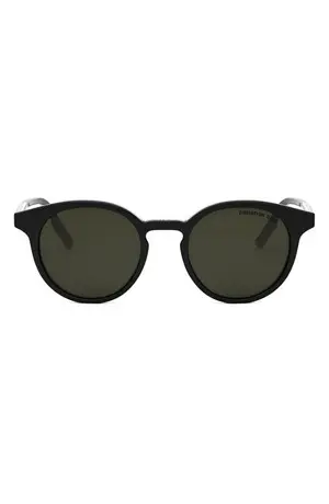 Dior Tag R1i 49mm Round Sunglasses - Shiny Black / Green
