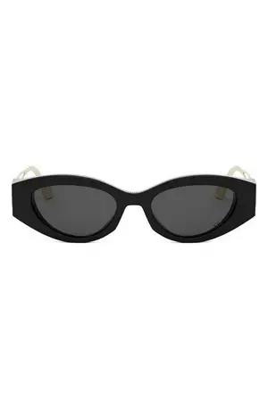 Dior 30montaigne B6i 51mm Oval Sunglasses - Shiny Black / Smoke