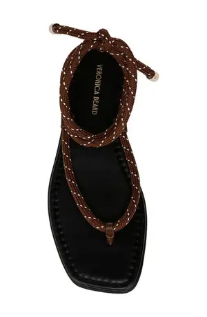Veronica Beard Carmina Ankle Wrap Sandal - Cedar/coconut