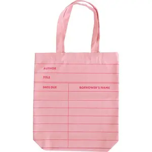 JOLLITY & CO Book Club Library Small Canvas Tote Bag - Pink