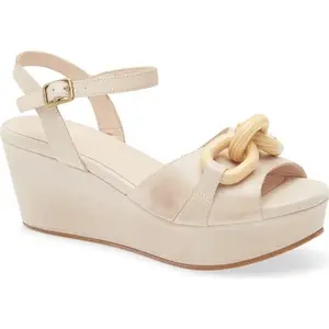 CHOCOLAT BLU Chain Ankle Strap Wedge Sandal - White Sand Leather