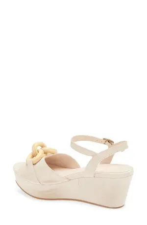 CHOCOLAT BLU Chain Ankle Strap Wedge Sandal - White Sand Leather
