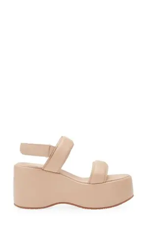CHOCOLAT BLU Kande Slingback Platform Wedge Sandal - Beige Leather