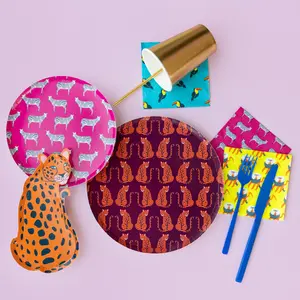JOLLITY & CO Jungle Animals Jaguar Dessert Plates