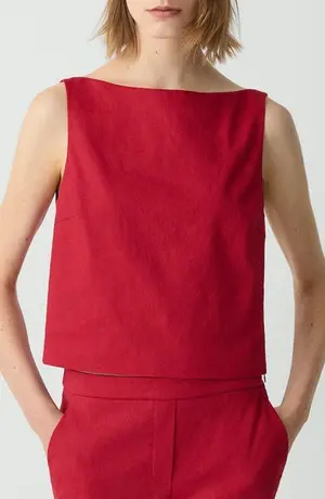 Theory Theory Boat Neck Sleeveless Shell Cherry