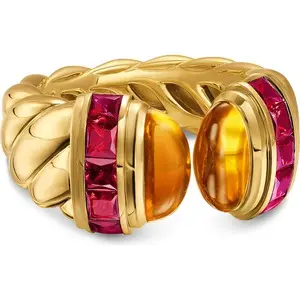 David Yurman Sculpted Cable Open Cocktail Ring - Madeira Citrine