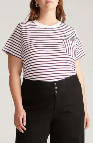 Universal Standard Breton Stripe T-shirt - White/gamay