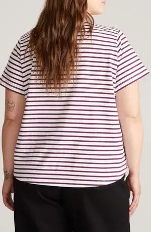 Universal Standard Breton Stripe T-shirt - White/gamay
