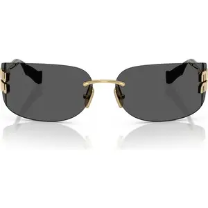 Miu Miu 75mm Oversized Rectangle Sunglasses - Gold/dark Grey
