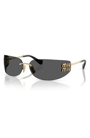 Miu Miu 75mm Oversized Rectangle Sunglasses - Gold/dark Grey