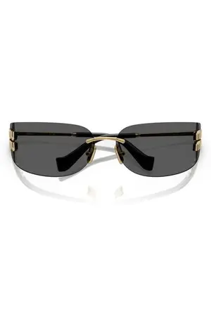 Miu Miu 75mm Oversized Rectangle Sunglasses - Gold/dark Grey