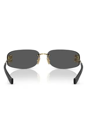 Miu Miu 75mm Oversized Rectangle Sunglasses - Gold/dark Grey