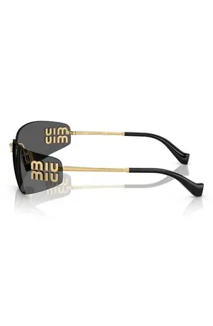 Miu Miu 75mm Oversized Rectangle Sunglasses - Gold/dark Grey