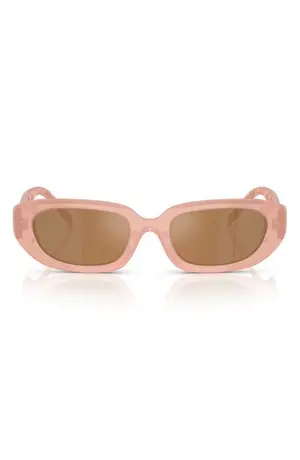 Tory Burch 52mm Irregular Sunglasses Milky Wine Pink / Brown