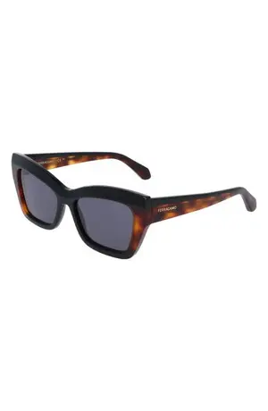 FERRAGAMO 54mm Butterfly Sunglasses - Black/ Tortoise