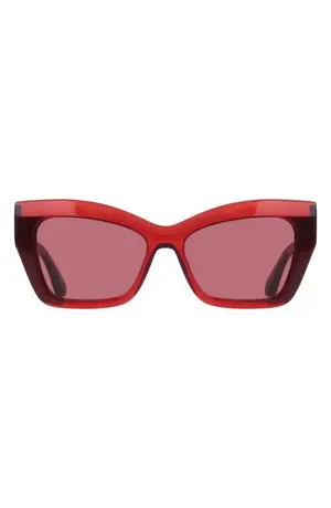 FERRAGAMO FERRAGAMO 54mm Butterfly Sunglasses Transparent Red/ Dark Red