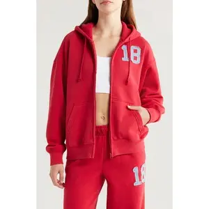 PACSUN Denim Appliqué Zip-up Cotton-blend Hoodie