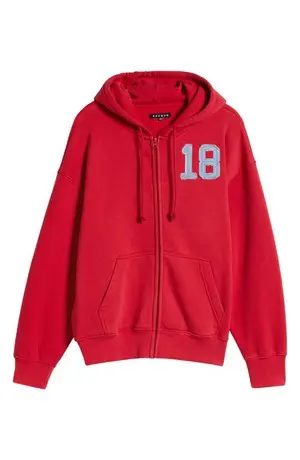 PACSUN Denim Appliqué Zip-up Cotton-blend Hoodie
