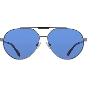 FERRAGAMO 62mm Aviator Sunglasses - Matte Light Ruthenium