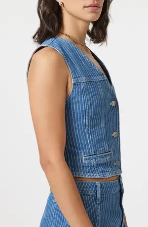 MAVI Pinstriped Denim Vest