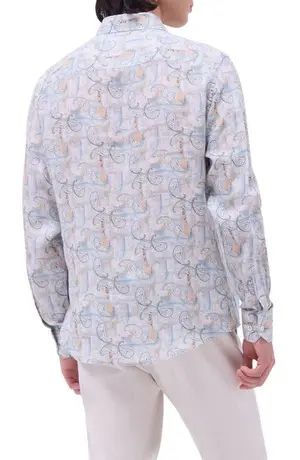 Bugatchi Julian Shaped Fit Linen Button-up Shirt - Mint