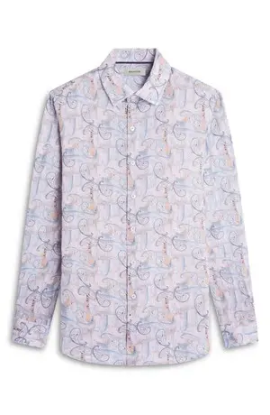 Bugatchi Julian Shaped Fit Linen Button-up Shirt - Mint