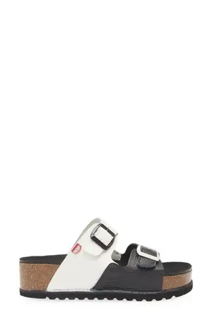 ON FOOT Leather Platform Sandals - Black/ Blanco