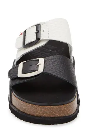 ON FOOT Leather Platform Sandals - Black/ Blanco