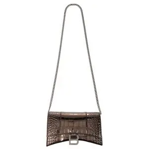 Balenciaga Crocodile Embossed Hourglass Wallet On Chain 'bronze
