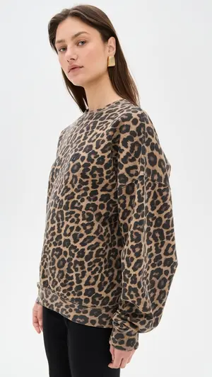 ANINE BING Miles Printed Sweatshirt - Leopard
