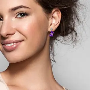 JULIANNA B. Diamond And Pink Floral Butterfly Drop Earrings