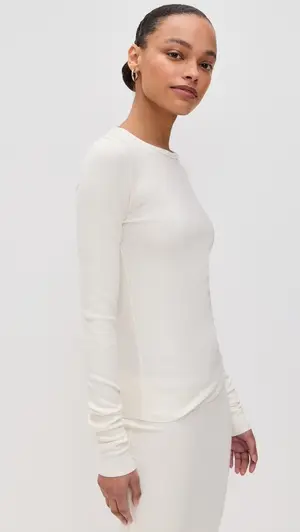 Eterne Long Sleeve Fitted Top - Cream
