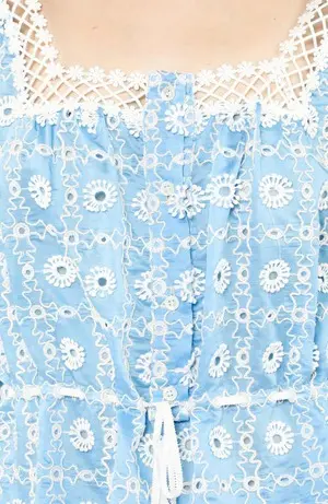 Anna Sui Lattice Lace Embroidery Blouse