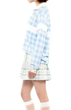 Anna Sui Gingham Terry Long Sleeve Top