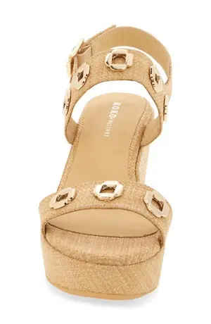 KOKO + PALENKI Echo Slingback Espadrille Platform Wedge Sandal - Raffia