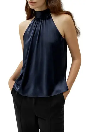 Lilysilk Halter Neck Top - Navy Blue