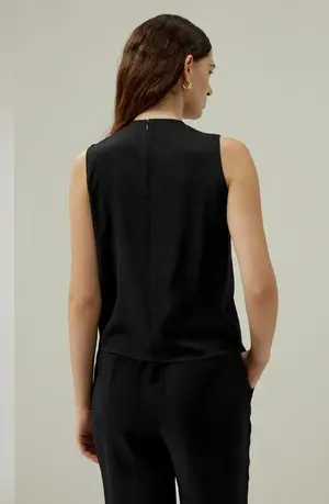 Lilysilk Sleeveless Minimalist Silk Top - Black