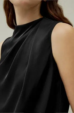 Lilysilk Sleeveless Minimalist Silk Top - Black